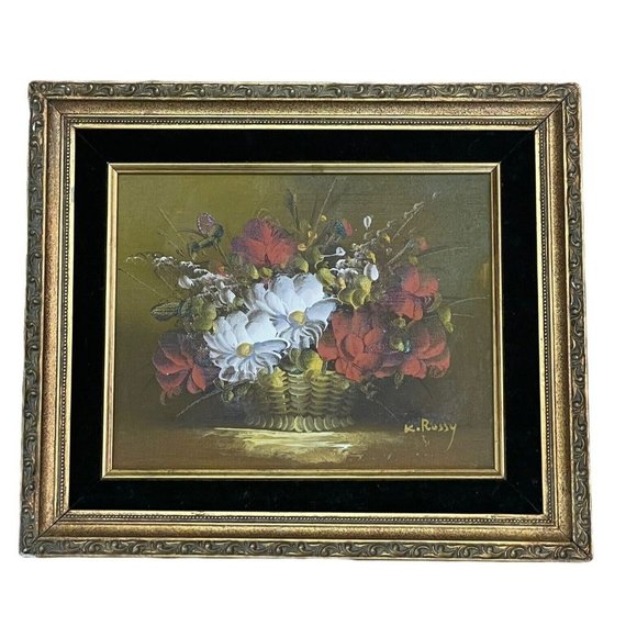 K. Rossy | Art | Vtg K Rossy Original Signed Art Oil On Canvas Floral ...